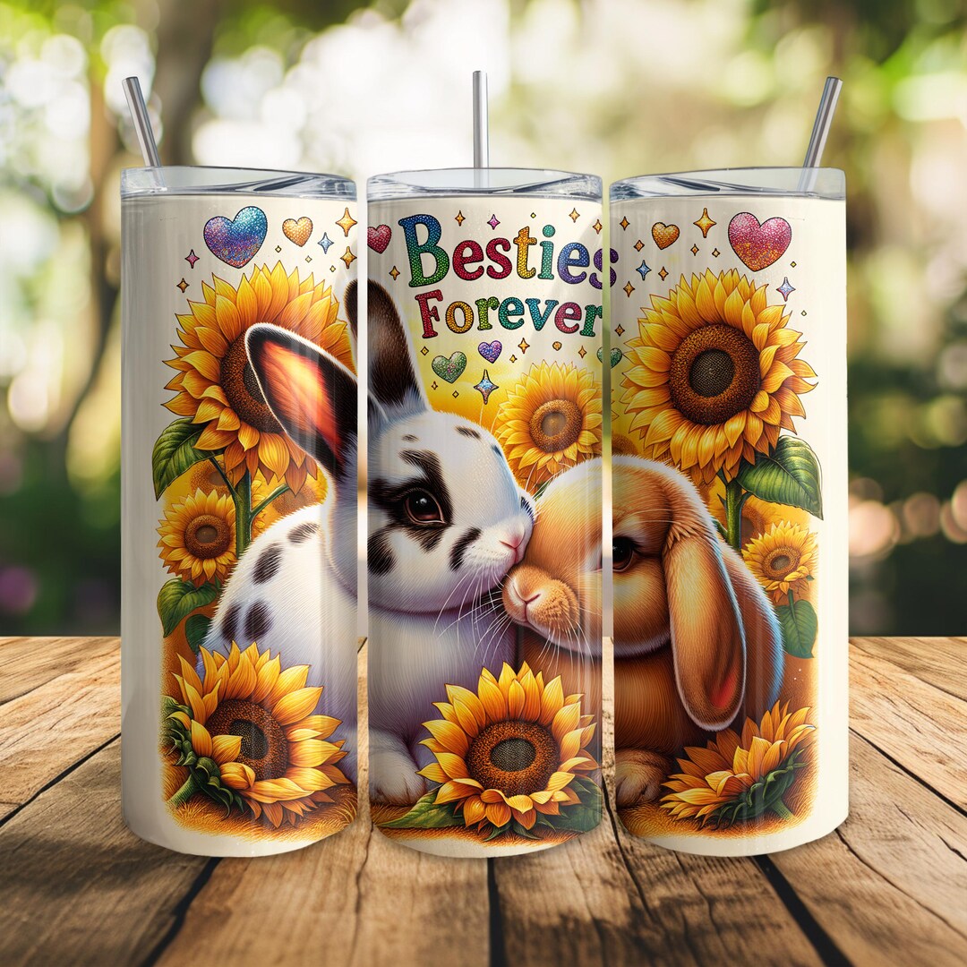 Besties Forever Bunny Rabbits Tumbler Wrap Png, 20oz Skinny Sublimation ...