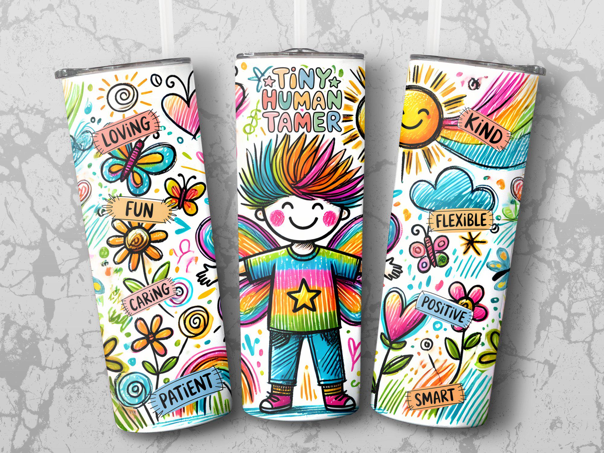 Tiny Human Tamer Tumbler Wrap PNG, Preschool Teacher Tumbler Wraps ...