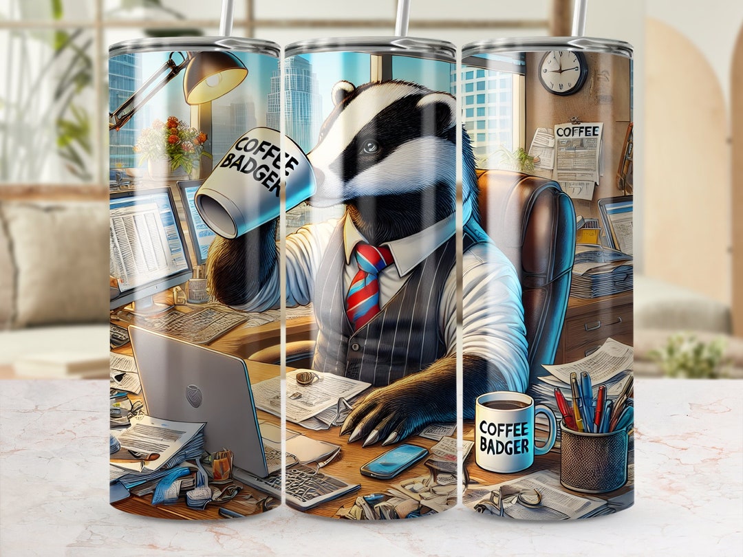 Coffee Badger 20oz Skinny Tumbler Wrap Digital Download Seamless PNG ...