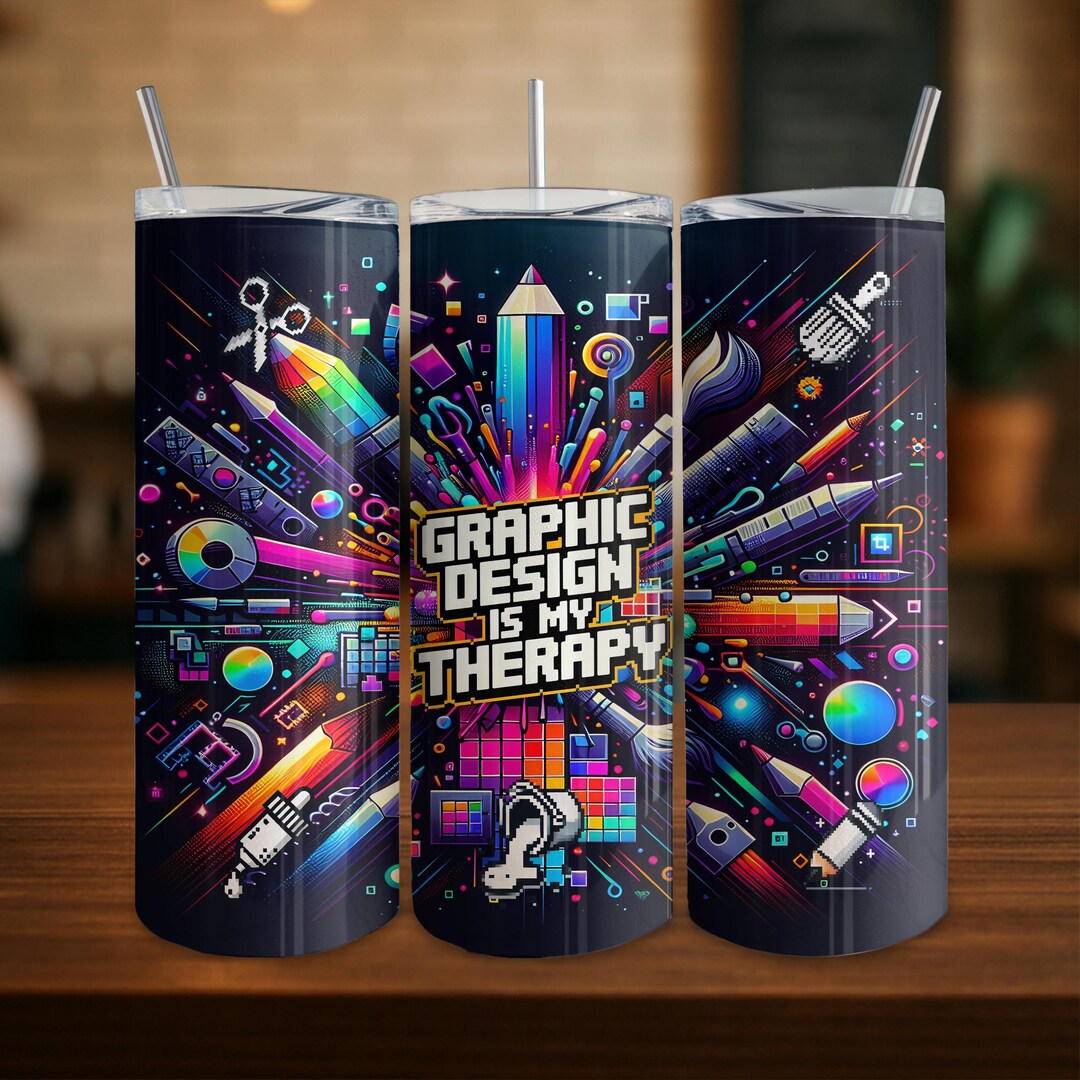 Graphic Designer Tumbler Wrap PNG, Colorful Creative Design 20oz Skinny ...