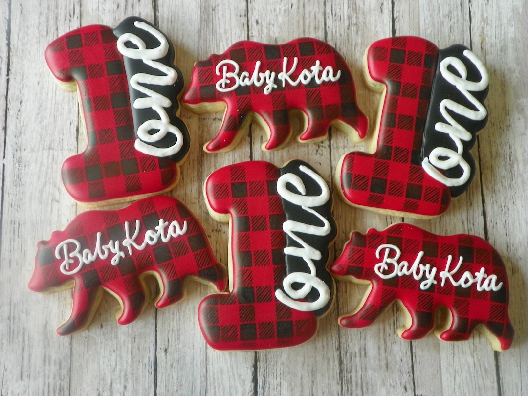 Wild One Cookies, Buffalo Plaid Cookies, Bear Cookies - Etsy