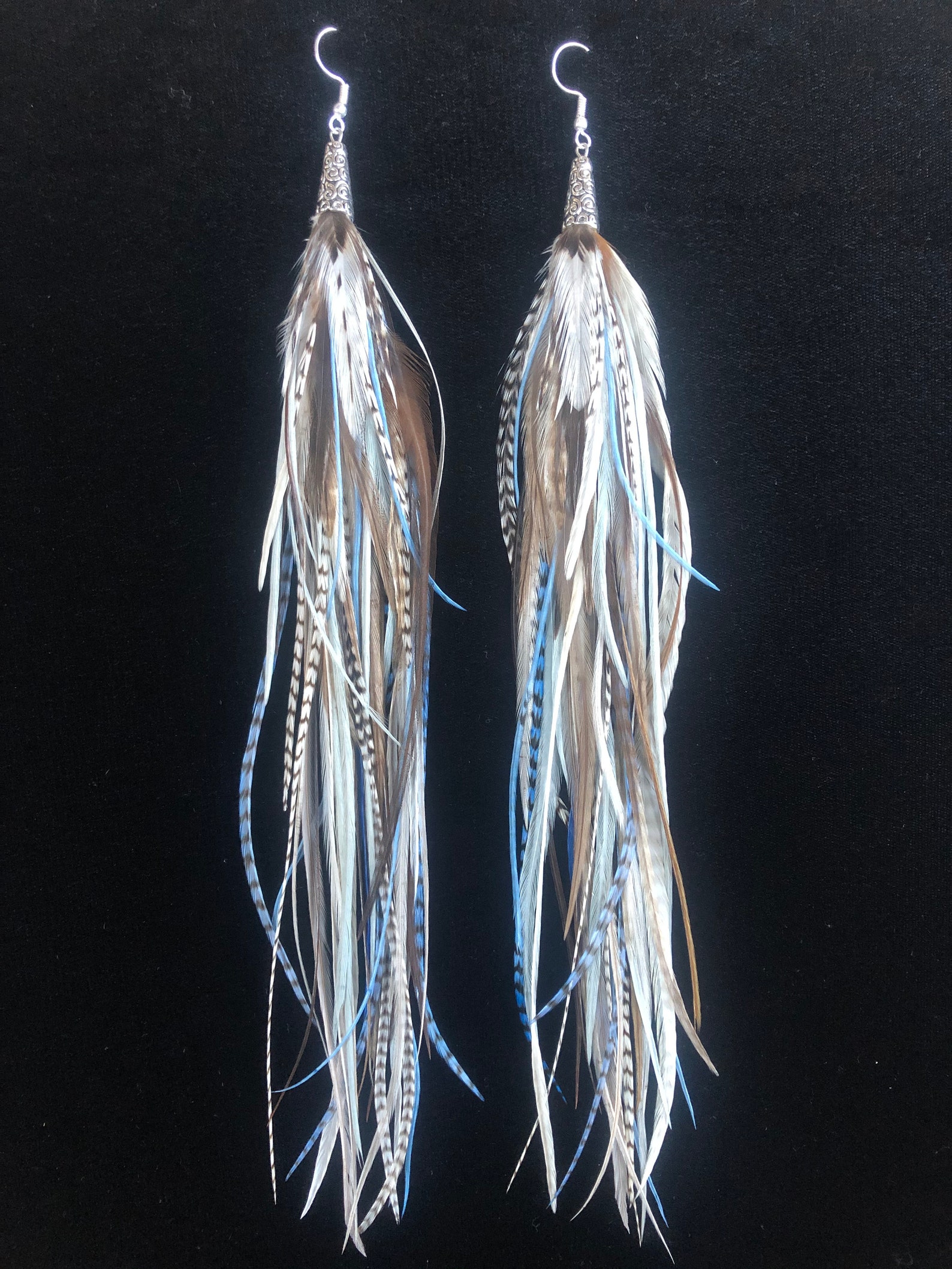 Real Feather Earrings ~ EARTH RIVER ~ Long Feather Earring, Natural ...