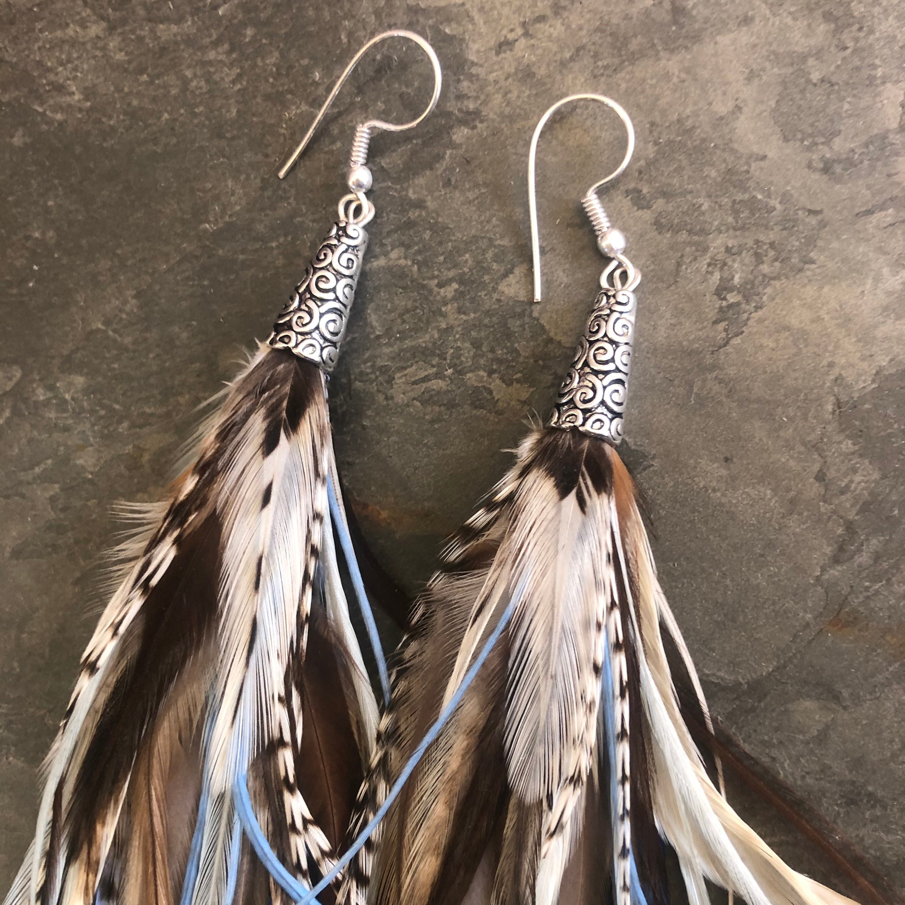 Real Feather Earrings ~ EARTH RIVER ~ Long Feather Earring, Natural ...