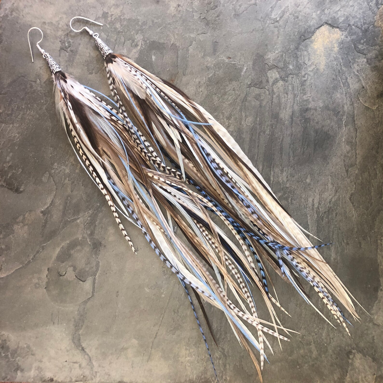 Real Feather Earrings ~ EARTH RIVER ~ Long Feather Earring, Natural ...