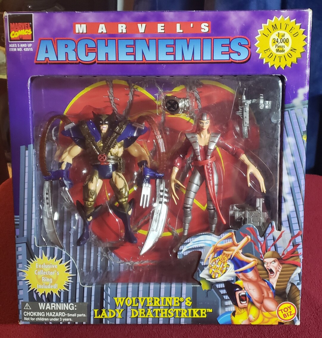NIB Toy Biz 1997 Marvel Archenemies Wolverine Lady Deathstrike Figures ...