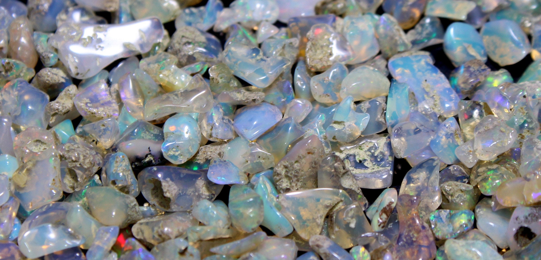 50 PCs Amazing Natural Ethiopian Opal Multi Fire Flat Slice | Etsy