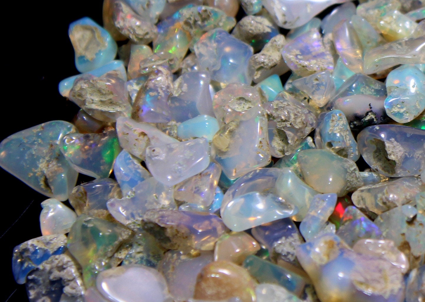 50 PCs Amazing Natural Ethiopian Opal Multi Fire Flat Slice | Etsy