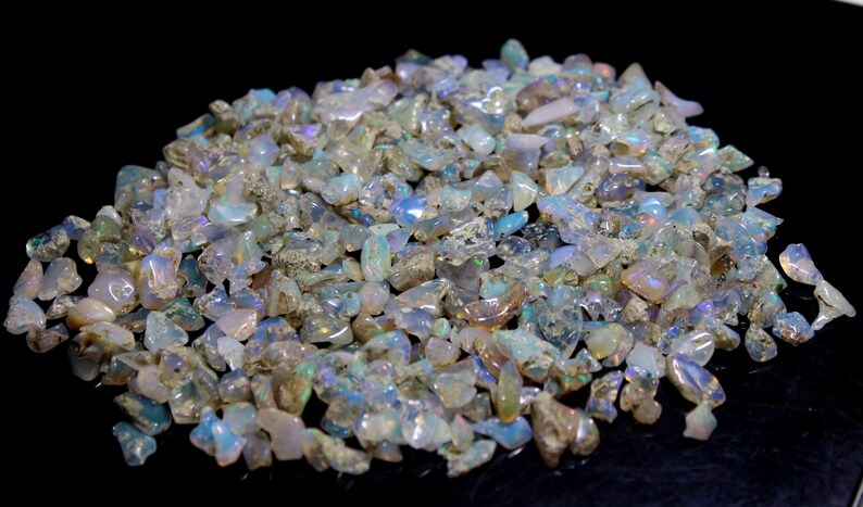 50 PCs Amazing Natural Ethiopian Opal Multi Fire Flat Slice | Etsy