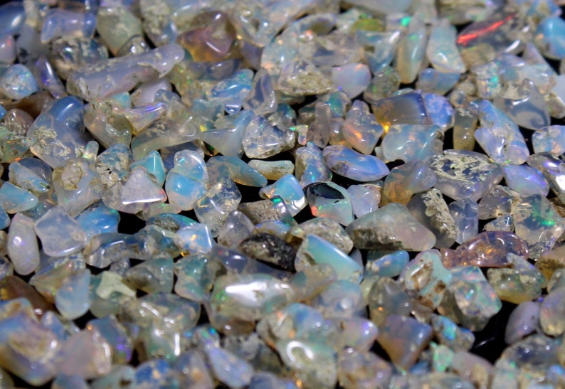 50 PCs Amazing Natural Ethiopian Opal Multi Fire Flat Slice | Etsy