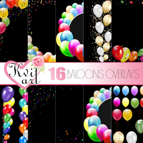 Balloon Border Clipart - Etsy
