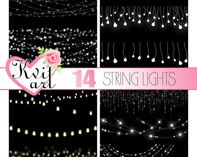 String Lights Effects Overlays. 14 PNG Set. Instant Download. Bokeh ...