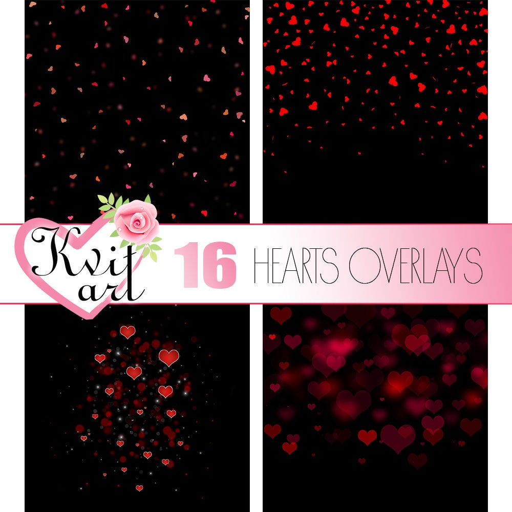 Hearts Overlay Clipart Set. 16 PNG Sparkling Glitter Confetti. - Etsy ...