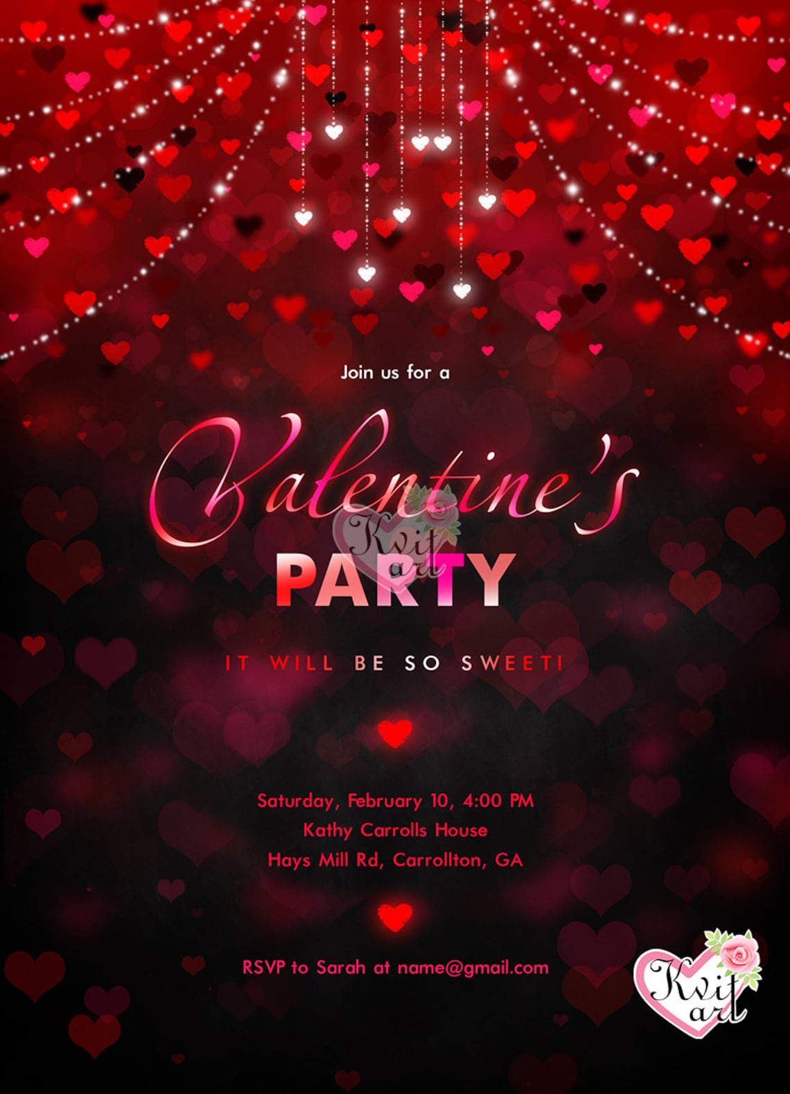 Valentine's Party Invitation. Wedding Birthday Bridal - Etsy