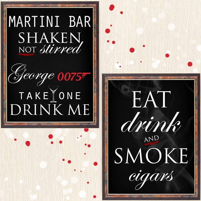 Birthday Party Welcome Signs. James Bond Themed. Table Top - Etsy