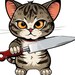 Cute Cat With Knife PNG Clipart, Transparent Animal Clip Art, Kids ...