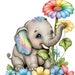 Cartoon Baby Elephant PNG Flower Floral Transparent Clipart - Etsy
