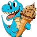 Cute Dinosaur With Ice Cream Clipart PNG, Funny Cartoon Dino Art, Ice ...