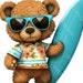 Cute Beach Teddy Bear Surfboard PNG Clip Art-transparent Sunglasses ...