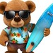 Cute Beach Teddy Bear Surfboard PNG Clip Art-transparent Sunglasses ...