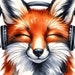 Red Fox Digital Clipart PNG - Music-themed Fox With Headphones for DTG ...