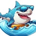 Shark Riding A Surfboard Transparent PNG Clipart,kid/adult Digital ...