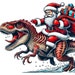 Santa Riding T-rex Clipart, Funny Christmas Digital Clip Art ...