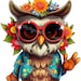Whimsical Hippie Owl PNG Clipart,boho Bird With Flower Crown,summer ...