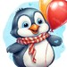 Adorable Penguin Clipart - Cute Winter Animal With Balloons ...