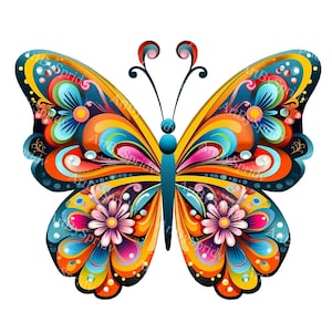 Cute Floral Butterfly PNG Clipart, Transparent Watercolor Kids/adult ...