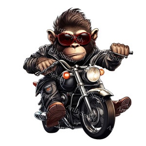 Monkey Riding Motorcycle Transparent PNG Clipart,kid/adult Digital ...