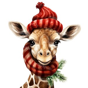 Winter Giraffe Clipart, Cute Giraffe With Hat and Scarf PNG, Christmas ...