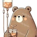 Cute Bear With Boba Tea IV Drip Illustration, Quirky Animal Clipart ...