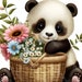 Baby Panda With Flower Basket Download PNG Clipart, Cute Bear Animal ...
