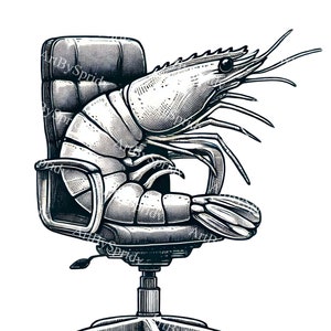 Funny Shrimp PNG Clipart - Shrimp Sitting on Office Chair - Quirky ...