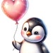 Penguin Love Balloon Valentine's Day Clipart - Digital PNG for T-shirts ...