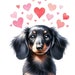 Valentine's Dachshund Clipart - Watercolor Dog PNG for DTG, Mugs ...