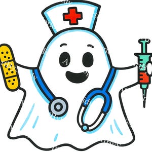 Cute Nurse Ghost Transparent PNG Clipart-halloween Medical Spirit With ...