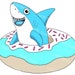 Funny Shark Doughnut Float Clipart - Blue Shark Cartoon PNG, Digital ...