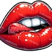 Playful Lips With Teeth Biting Tongue Clipart - Digital PNG for DTG Printable T-shirt, Mug ...
