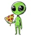 Green Alien Eating Pizza Slice With Pepperoni PNG Clipart, Transparent ...
