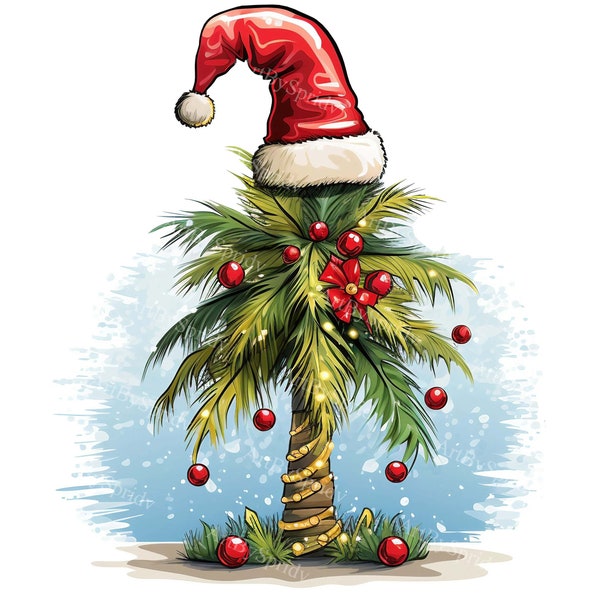 Palm Tree Christmas Clipart - Etsy