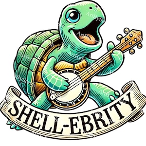 Playful Turtle Playing Banjo PNG Clipart-"shell-ebrity" Turtle ...