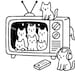 Retro TV Cat PNG Clipart, Kawaii Cats Watching Television Design, Funny ...