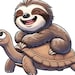 Funny Sloth & Turtle Clipart PNG - Digital Illustration for T-shirts ...