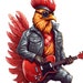 Cool Rockstar Rooster PNG Clipart, Digital Bird With Electric Guitar ...