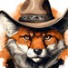 Wild West Fox PNG Clipart, Fox With Cowboy Hat Illustration,rustic ...
