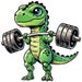 T-rex Dinosaur Lifting Weights PNG Clipart, Strong Green Cartoon Dino ...