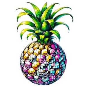 Disco Ball Pineapple Clipart, Transparent PNG, Tropical Illustration ...
