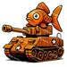 Goldfish in Tank Cartoon PNG, Cute Military Fish Clipart With ...