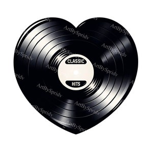 Retro Heart Vinyl Record Clipart - Valentine Music Lover Digital PNG ...